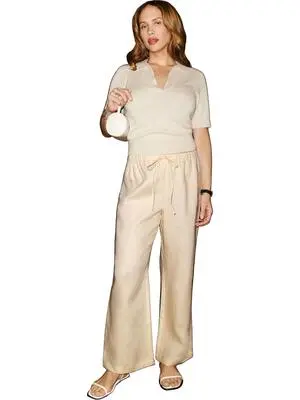 REFORMATION Olina Cropped Linen Pant Sugar