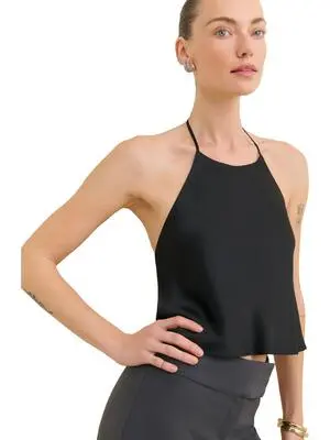 REFORMATION Jeany Silk Top Black