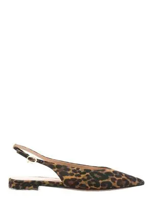 GIANVITO ROSSI Robbie Leopard Print Ballet Flats - Brown
