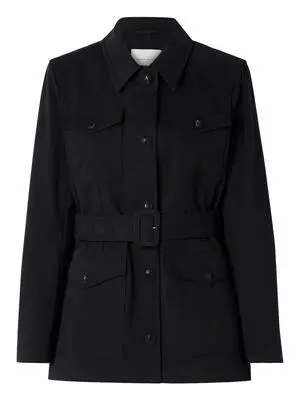 Veronica De Piante Amelia Belted Cotton-blend Jacket - Blue