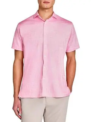 CON.STRUCT Regular Fit Chambray Recycled Performance Golf Button-down Shirt Coral