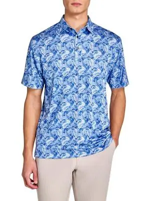 CON.STRUCT Regular Fit Fish Headphones Recycled Performance Golf Polo Navy