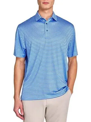 CON.STRUCT Regular Fit Stripes Recycled Performance Golf Polo - Lt Blue