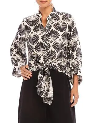 Karen Kane Shell Linen Top - Print