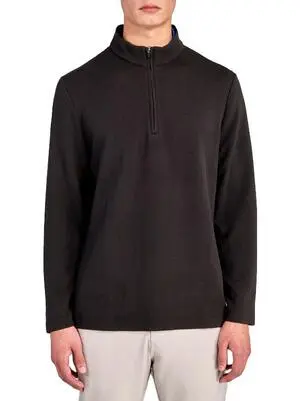 CON.STRUCT Regular Fit Solid Waffle Knit Recycled Performance Quarter Zip Black
