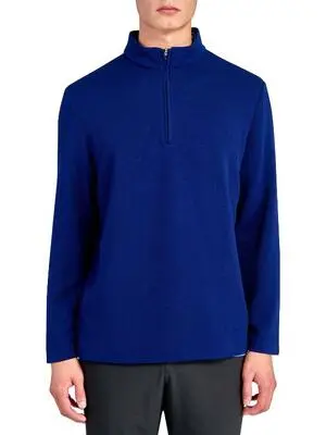 CON.STRUCT Regular Fit Solid Waffle Knit Recycled Performance Quarter Zip - Navy
