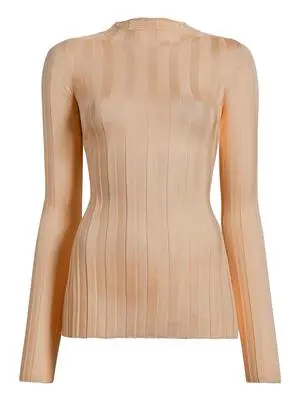 Khaite Khaite Cosette Ribbed-Knit Top Tan