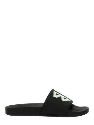 Balenciaga Logo Pool Slides - Black