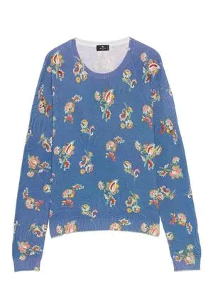 Etro Floral-jacquard Top - Blue