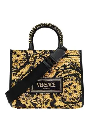 Versace Small Barocco Athena Raffia Tote - Black