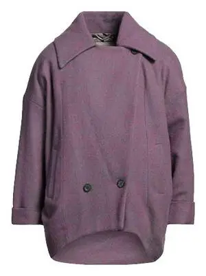 Herno Globe Virgin Wool Pea Coat - Purple