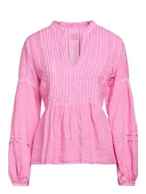 120% Lino Linen Pleated Blouse - Magenta