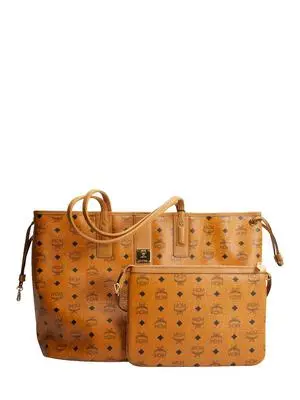 Mcm Reversible Liz Shopper Visetos Large - Cognac