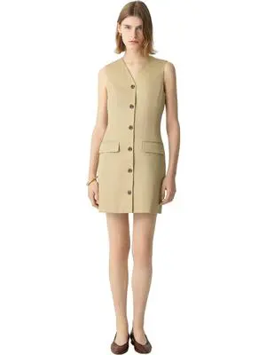 Theory Sleeveless Cotton Chino Blazer Dress - Trench