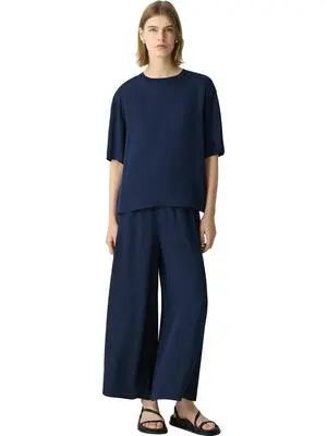 Theory Theory Wide-Leg Pant In Silk Georgette Deep Navy