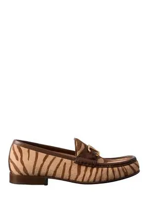 Valentino Garavani Vlogo Signature Zebra-print Loafers - Brown