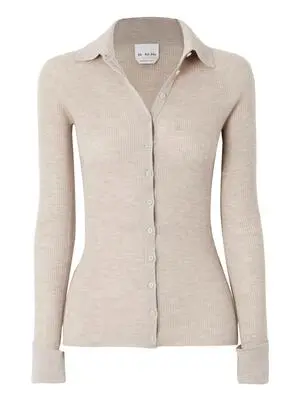 Sasuphi Ribbed Cashmere And Silk-blend Cardigan - Neutrals