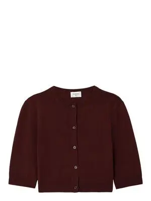 Saint Laurent Cropped Wool Cardigan - Burgundy