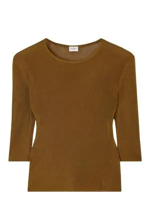 Saint Laurent Embellished Knitted Top - Brown