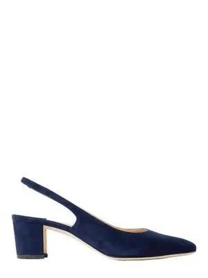 MANOLO BLAHNIK Manolo Blahnik Allurasan 50 Suede Slingback Pumps