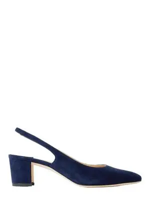 Manolo Blahnik Manolo Blahnik Allurasan 50 Suede Slingback Pumps Navy