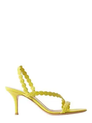 GIANVITO ROSSI 80 Leather Slingback Sandals - Yellow