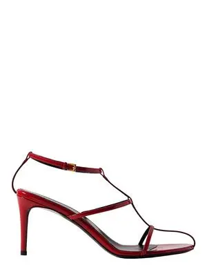 Khaite Cage Patent-leather Sandals - Red