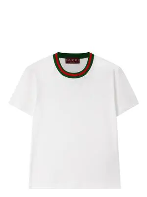 Gucci Striped Cotton-jersey T-shirt - White