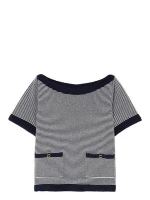 FRAME Striped Cashmere Top - Blue