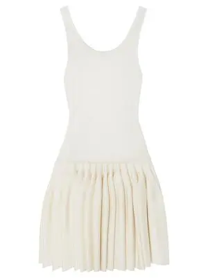 Alaïa Pleated Jersey And Stretch-knit Mini Dress - Ivory