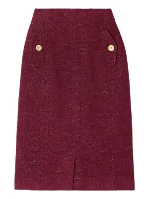 Alessandra Rich Sequin-embellished Tweed Skirt - Burgundy