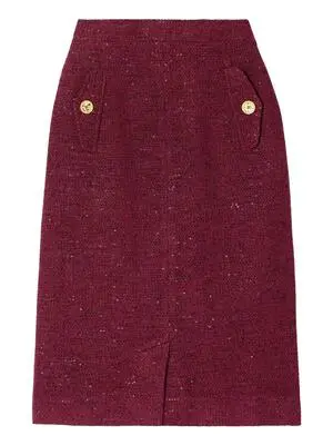 Alessandra Rich Alessandra Rich Sequin-Embellished Tweed Skirt Claret