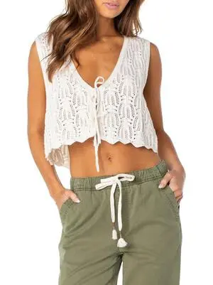 Roxy Roxy Beach Bound Cotton Crop Sweater Vest Dew