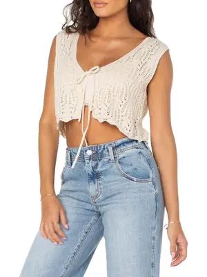 Roxy Roxy Beach Bound Cotton Crop Sweater Vest Parchment