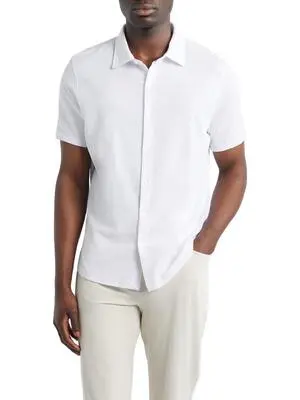 Robert Barakett Manny Short Sleeve Knit Button-up Shirt - White