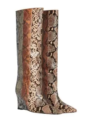CYNTHIA ROWLEY Cynthia Rowley Embossed Leather Wedge Boots