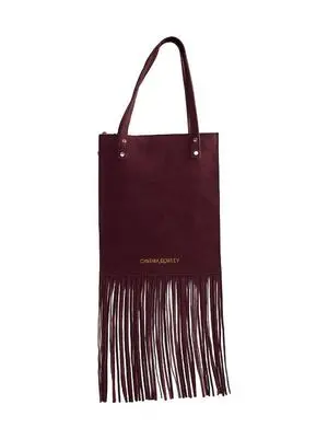 Cynthia Rowley Felicity Fringe Suede Tote - Borwn Gold