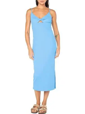 Roxy Wavey Lady Cotton Midi Dress - Azure Blue Solid
