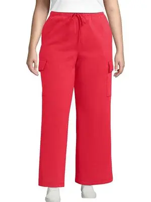 LANDS' END High Rise Wide Leg Cargo Pants - Deep Coral