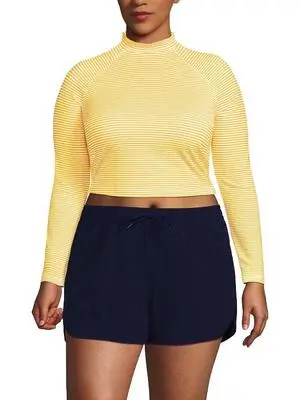 LANDS' END Long Sleeve Upf 50 Sun Protection Rash Guard - Sweet Mango Mini Stripe