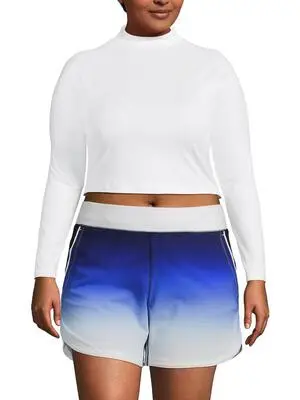 LANDS' END Long Sleeve Upf 50 Sun Protection Rash Guard - White