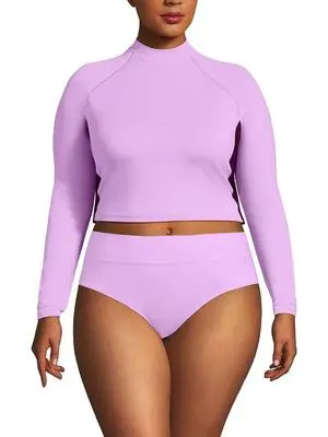 LANDS' END Long Sleeve Upf 50 Rash Guard - Wild Lilac/dark Wine