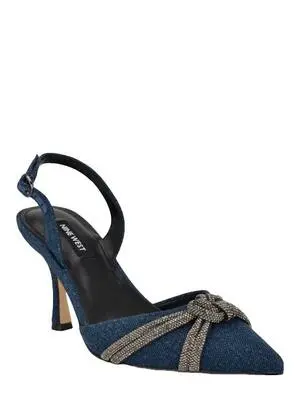 Nine West Nine West Deby Pointed Toe Slingback Pumps Dark Blue