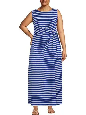 LANDS' END Lands' End Cotton Modal Sleeveless Tie Waist Maxi Dress