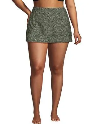 LANDS' END Swim Skirt Bottom Olive Green/thyme Ditsy Lilies