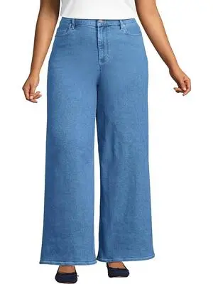LANDS' END High Rise Extra Wide Leg Jeans - Hutton Blue Wash