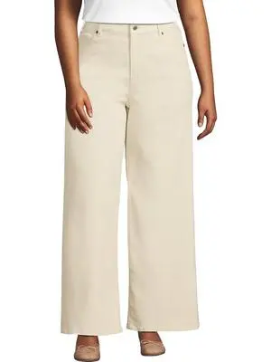 LANDS' END High Rise Extra Wide Leg Jeans - Natural