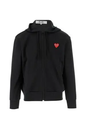 Comme Des Garçons Nylon Logo Hoodie - Black