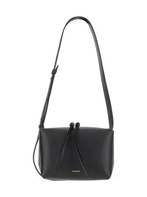 JIL SANDER Leather Shoulder Bag With Logo - Black