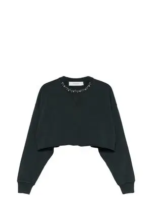 GOLDEN GOOSE Organic Cotton Cropped Sweatshirt - Black
